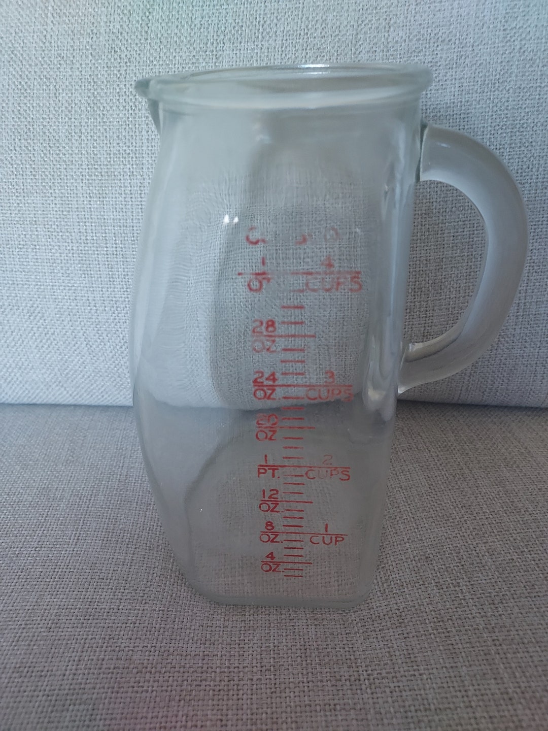 Vintage Early Embossed GLASCO Pot Belly Measuring Cup Pitcher 4 Cups ...
