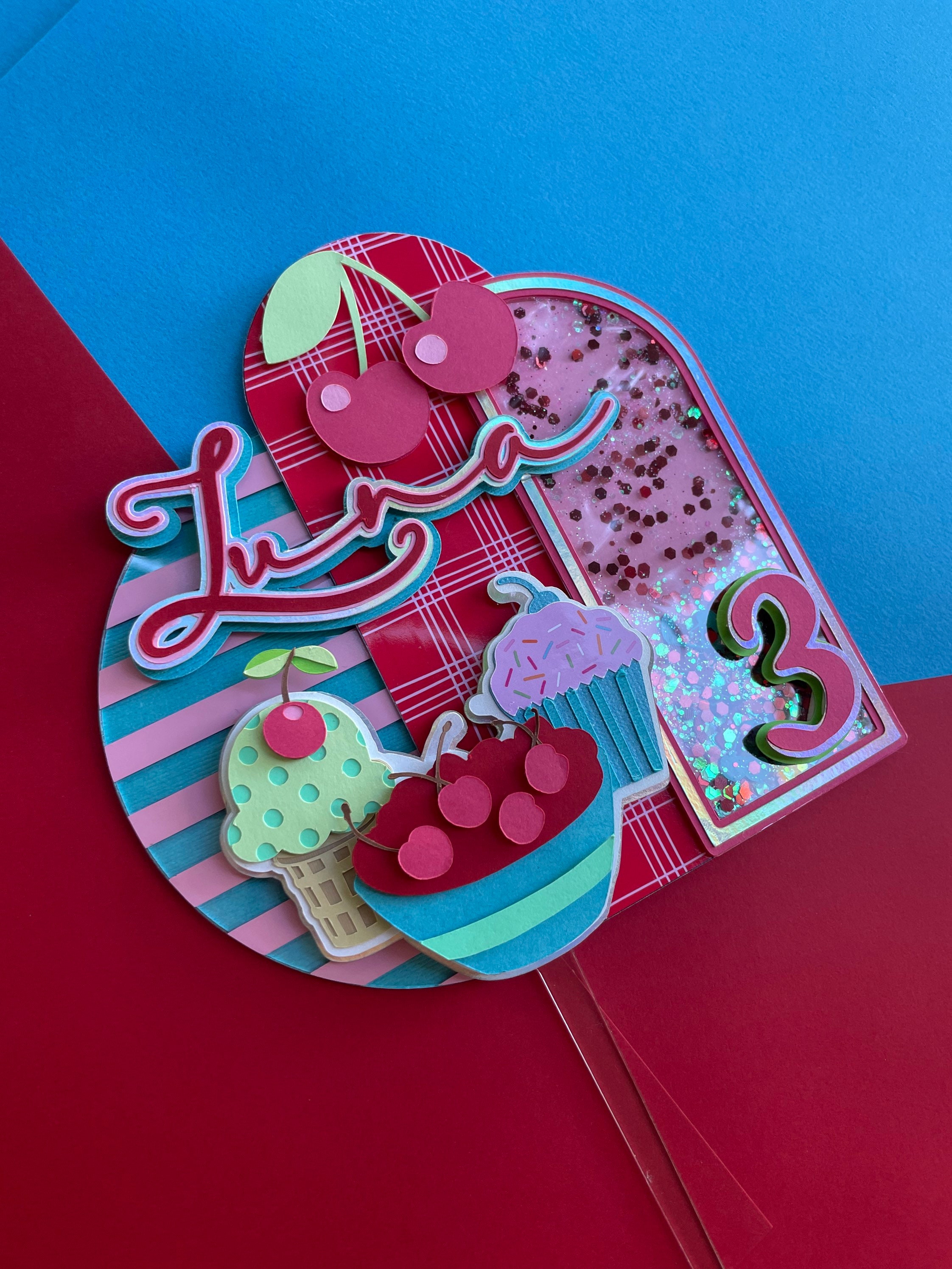 Cherry Cake Topper/ Cherry Birthday Party/ Cake Topper Cherry Ice Cream ...