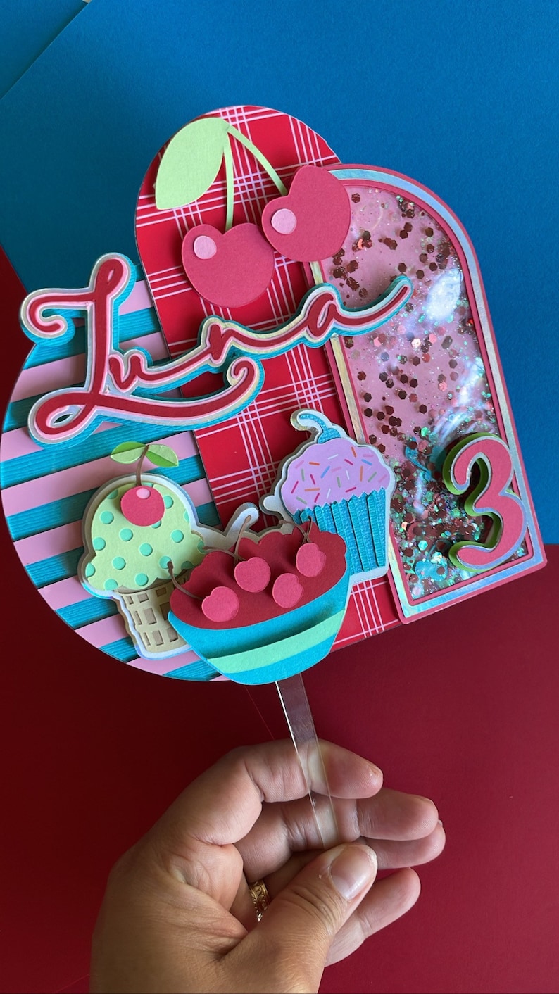 Cherry Cake Topper/ Cherry Birthday Party/ Cake Topper Cherry Ice Cream ...