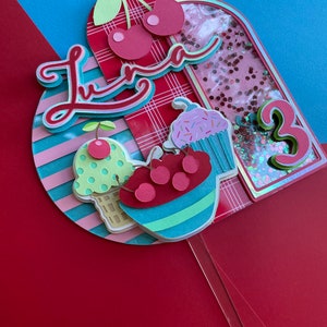 Cherry Cake Topper/ Cherry Birthday Party/ Cake Topper Cherry Ice Cream ...