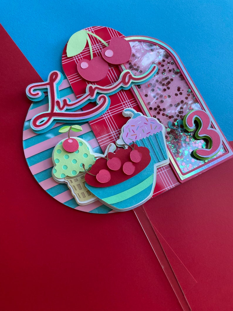 Cherry Cake Topper/ Cherry Birthday Party/ Cake Topper Cherry Ice Cream ...