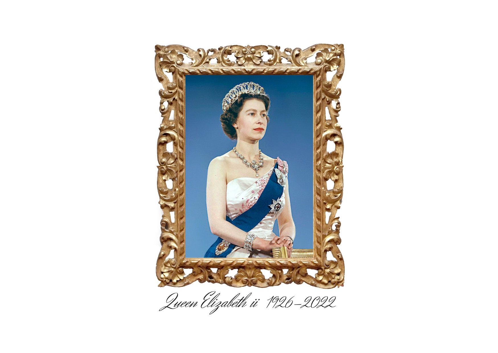 Queen Elizabeth Portrait Ιn Memory of Queen Elizabeth II Printable Wall ...
