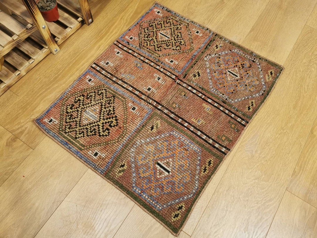 Small Wool Rug, Small Vintage Rug, Bathroom Rug, Small Turkish Rug ...