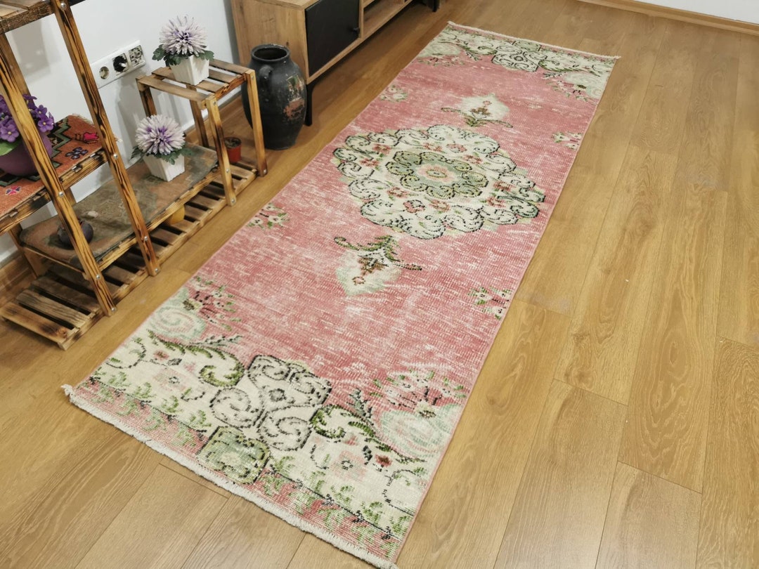 3x9 Vintage Runner Pink Wool Runner Hallway Runner Rug - Etsy