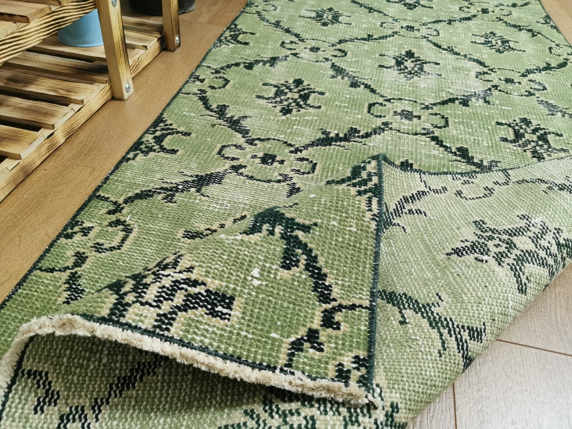 Green Turkish Rug 2.4x5.4ft Small Green Rug Bathroom Rug - Etsy