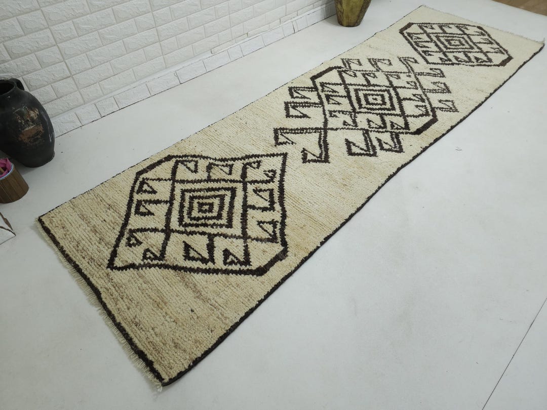 3x10 Hand Knotted Wool Shaggy Runner Rug, Boho Berber Style Hallway ...