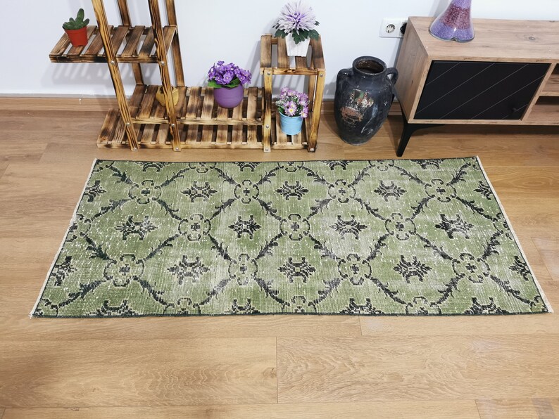 Green Turkish Rug 2.4x5.4ft Small Green Rug Bathroom Rug - Etsy