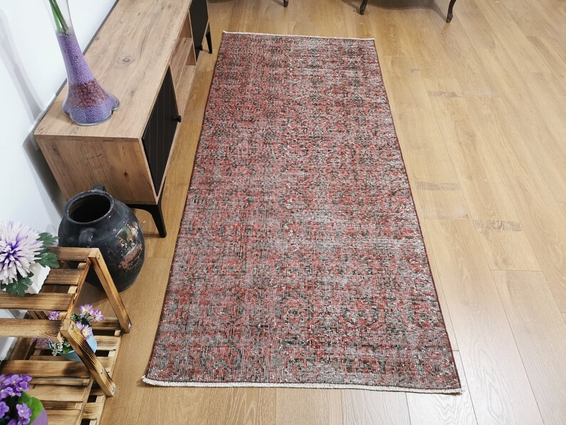 Oushak Rug 3x7 Muted Red Vintage Turkish Rug Wool Rug - Etsy