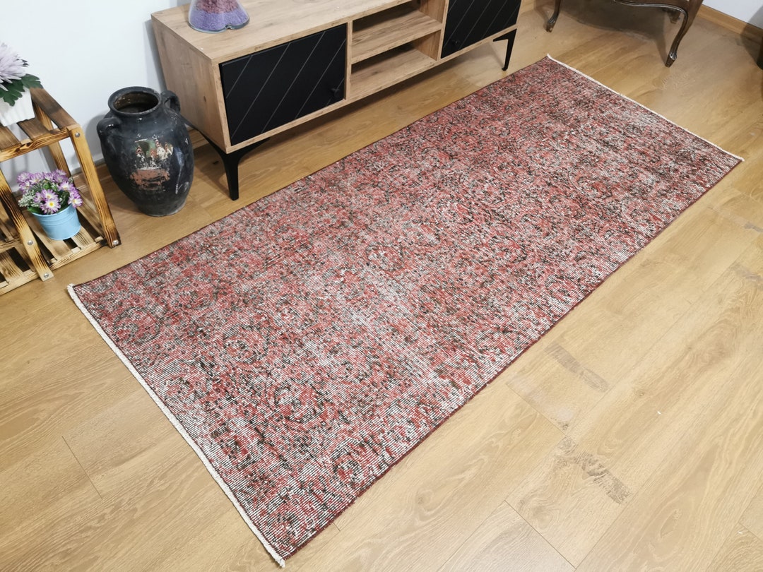 Oushak Rug 3x7 Muted Red Vintage Turkish Rug Wool Rug - Etsy