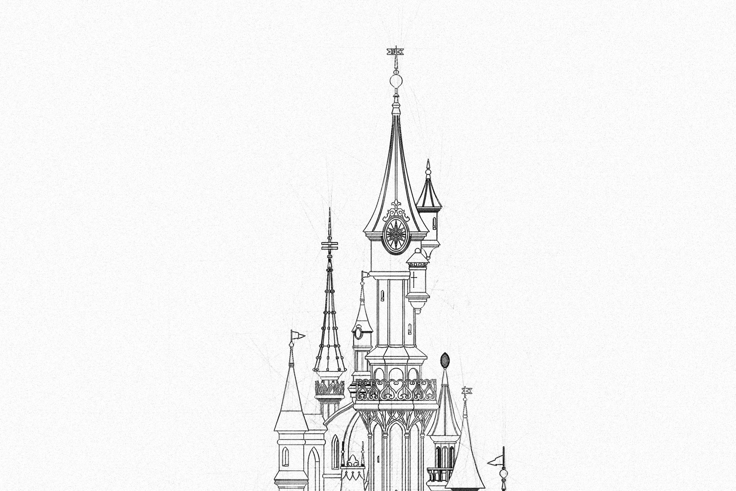 Disneyland Paris's Iconic Castle Architectural Drawing Fan Art Sleeping ...