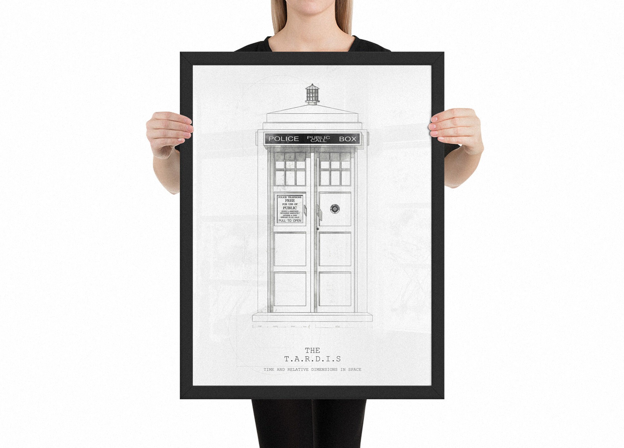 The TARDIS Dr Who Police Box Inspired Architecture Blueprint Drawing ...