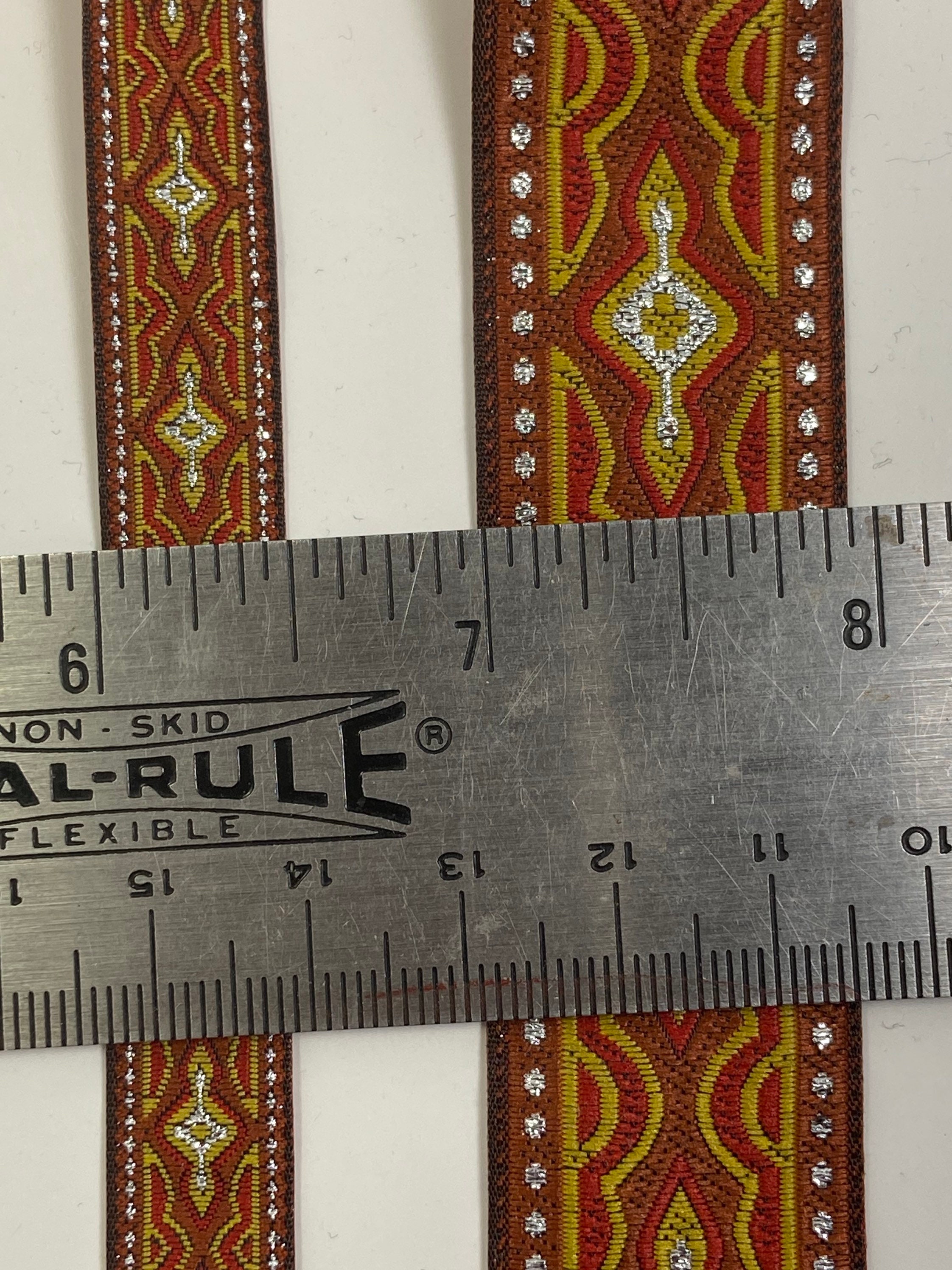 Celtic Scarlet and Curry Metallic Jacquard Fabric Trim, Sold by the ...