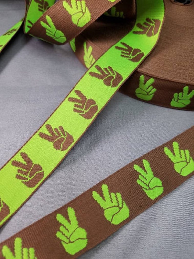 Peace Sign Hand Jacquard Woven Ribbon 1 Inches Wide Sold by - Etsy