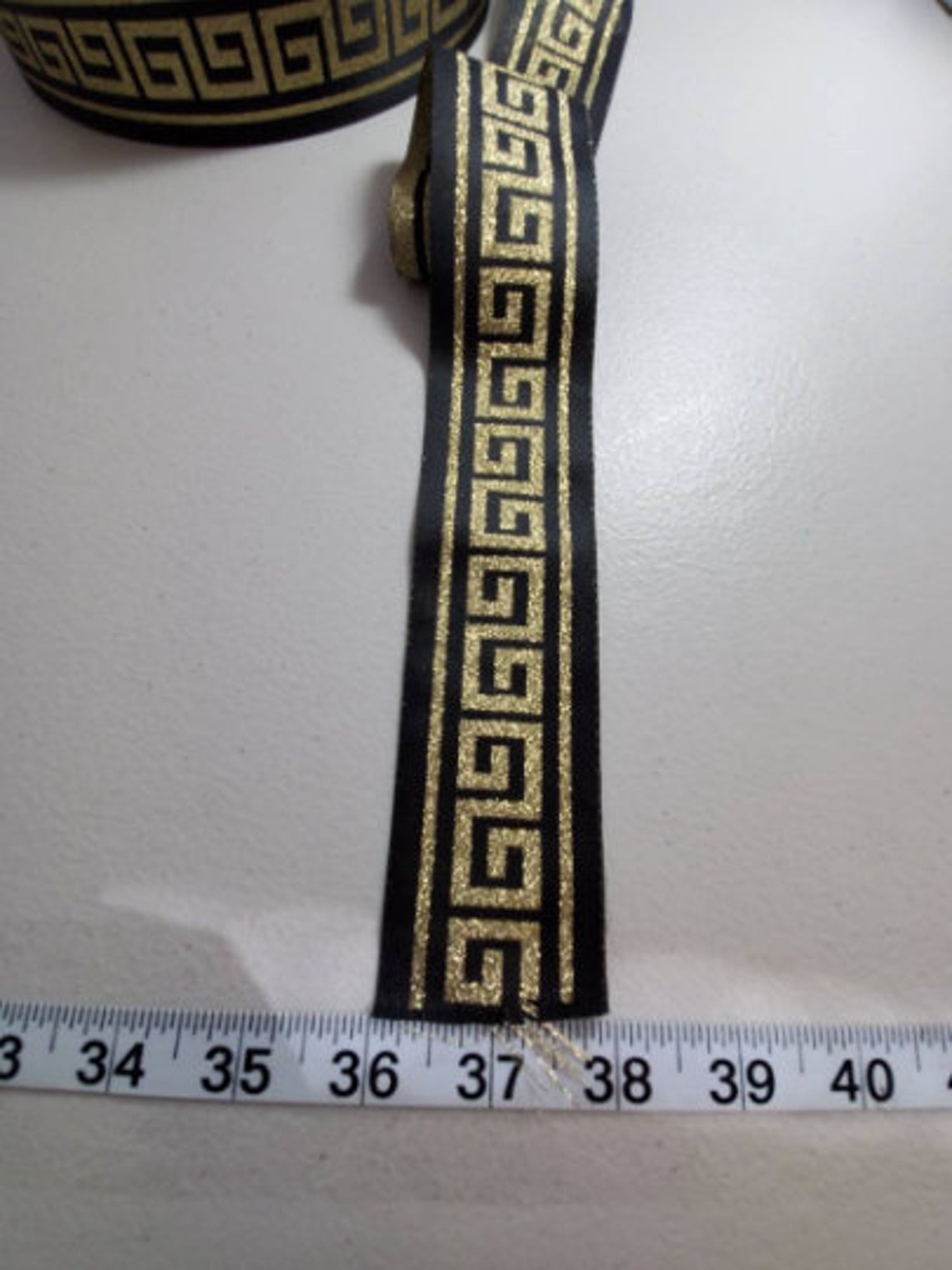 Soft Greek Key Fabric Trim, 1 7/8 Inch Wide, Black and Gold , Sold by ...