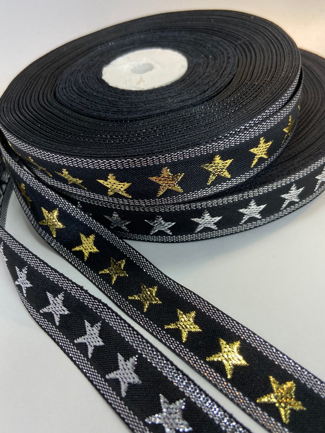 Stars Metallic Gold or Silver ,7/8 Inch Wide, Sold by the Yard. - Etsy