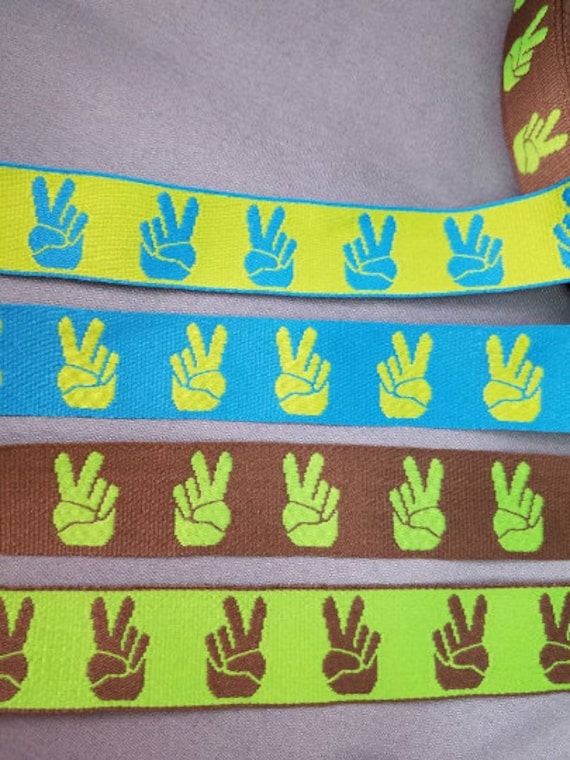 Peace Sign Hand Jacquard Woven Ribbon 1 Inches Wide Sold by | Etsy
