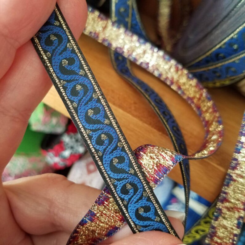 Scroll fabric woven trim 1/2 inch wide sold by the yard. | Etsy