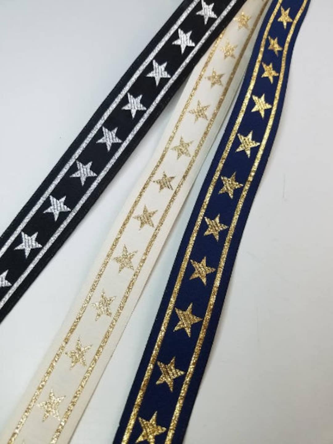 Metallic Stars Woven Fabric Trim, Jacquard Trim, 1 Inch Wide, Sold by ...