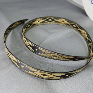 Native Black and Gold Metallic Jacquard Fabric Trim, 5/8 Inch Wide ...