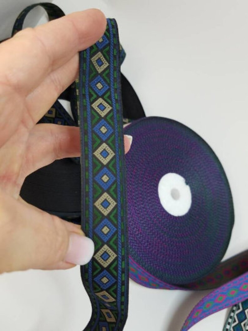 Native Diamond in 3 Colors Woven Jacquard Fabric Trim 1 Inch | Etsy