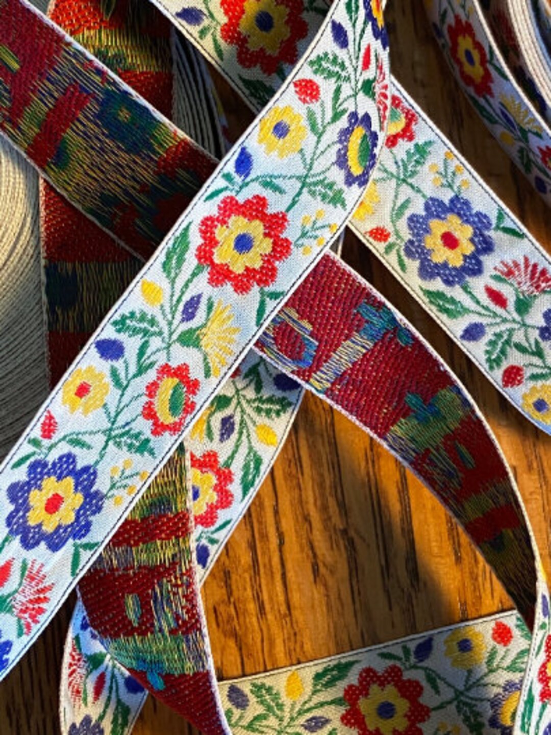 Floral Multicolor, 3/4 Inch Wide, Jacquard Woven Fabric Trim, Sold by ...