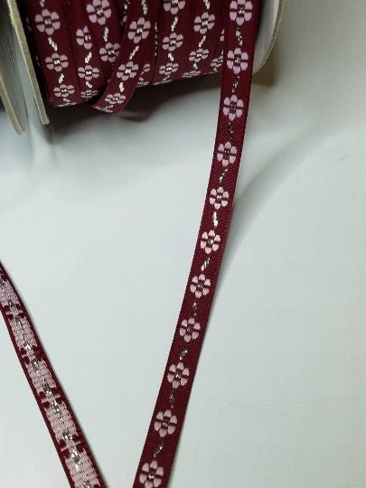 Flower Metallic Ribbon Fabric Trim 1/4 Wide Sold by the - Etsy