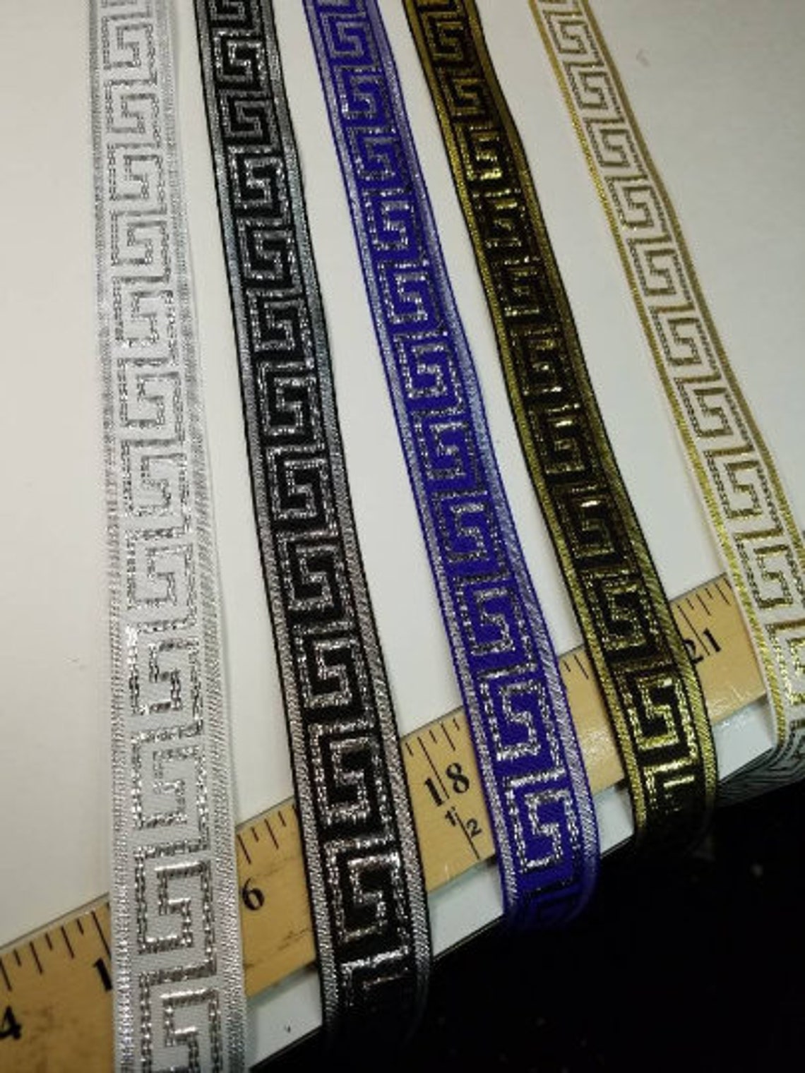 Greek Key Fabric Trim Very Metallic 1 Inch Wide Sold by the - Etsy