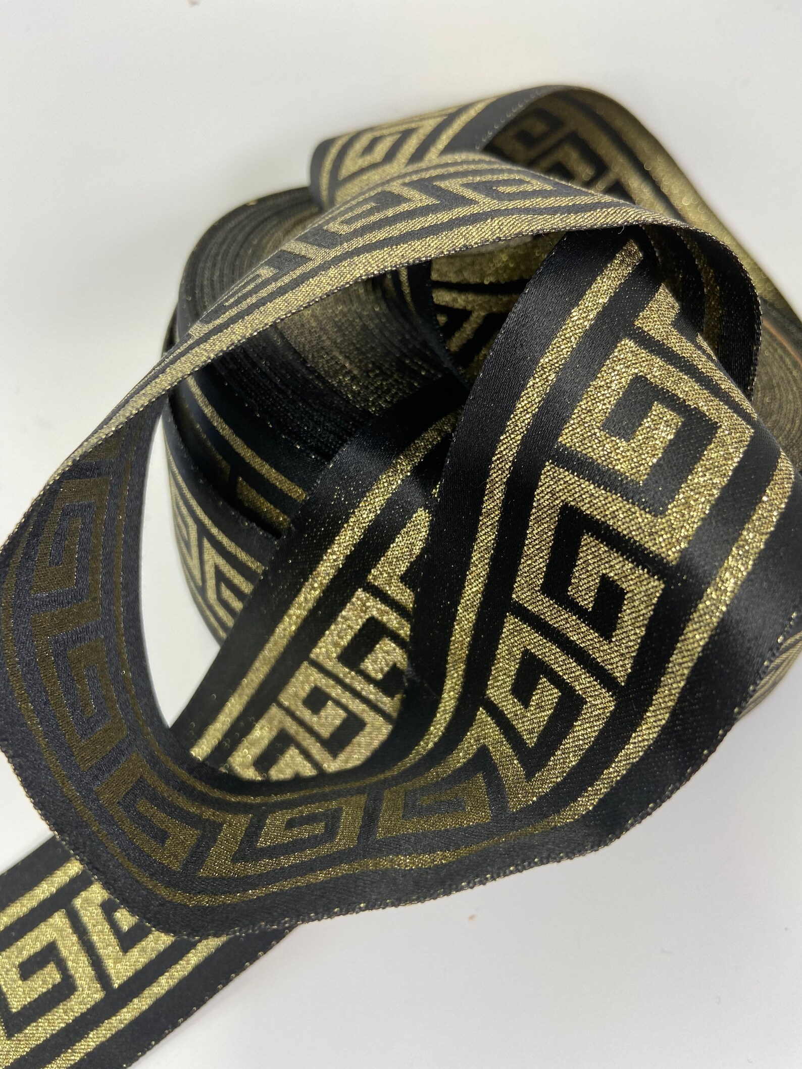 Soft Greek Key Fabric Trim 1 7/8 Inch Wide Black and Gold - Etsy