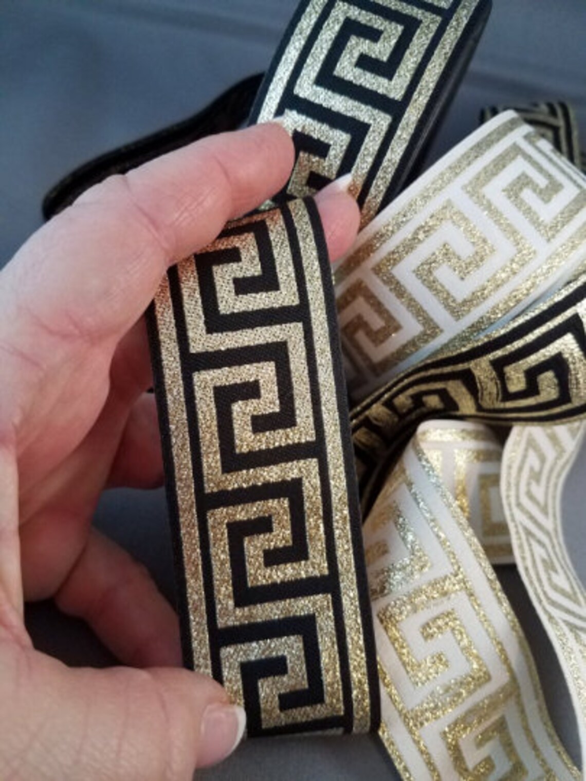 Greek Key Metallic Jacquard Ribbon Fabric Trim, 1 1/2 Inch Wide, Sold ...