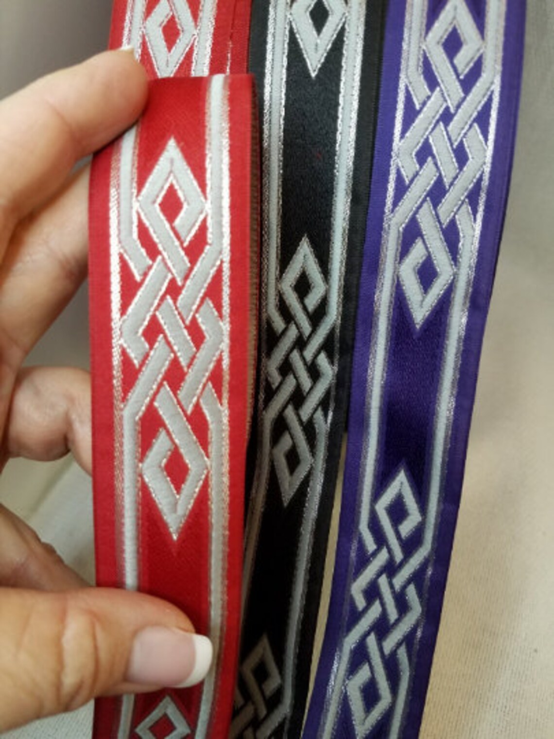 Celtic Woven Knot Silver Jacquard Fabric Trim 1 3/8 Inch Wide - Etsy