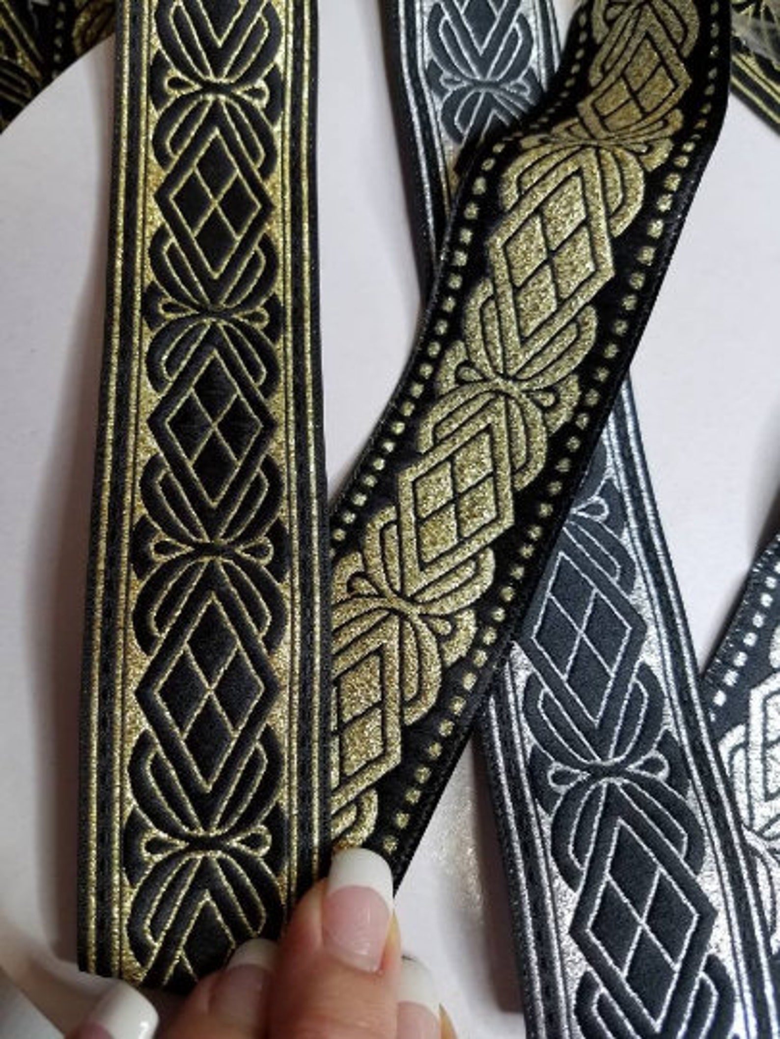 Gold or Silver Celtic Metallic Jacquard Medieval Fabric Trim - Etsy