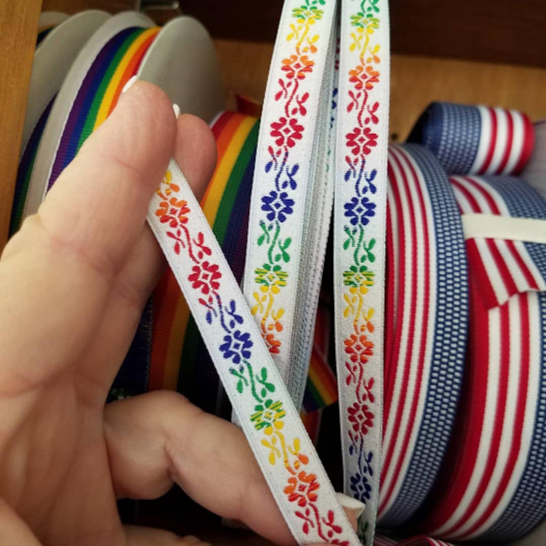 Rainbow Flower Woven Fabric Trim, 1/2 Inch Wide, Sold by the Yard. - Etsy