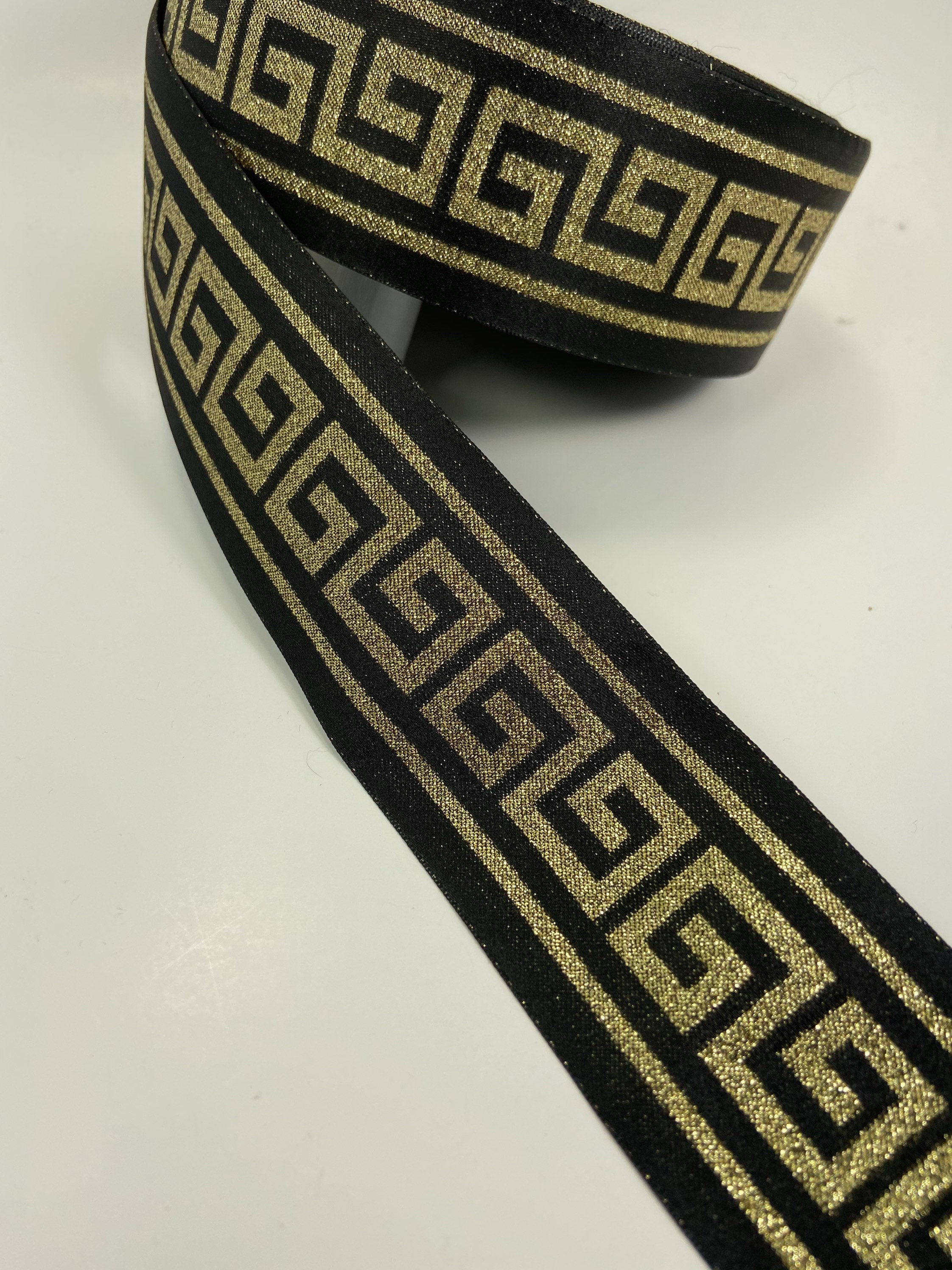 Soft Greek Key Fabric Trim 1 7/8 Inch Wide Black and Gold - Etsy