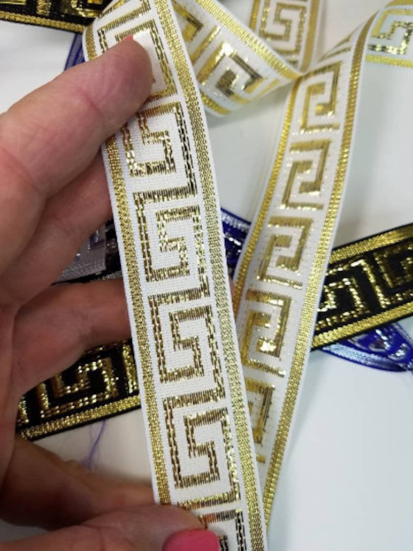 Greek Key Fabric Trim Very Metallic 1 Inch Wide Sold by the - Etsy