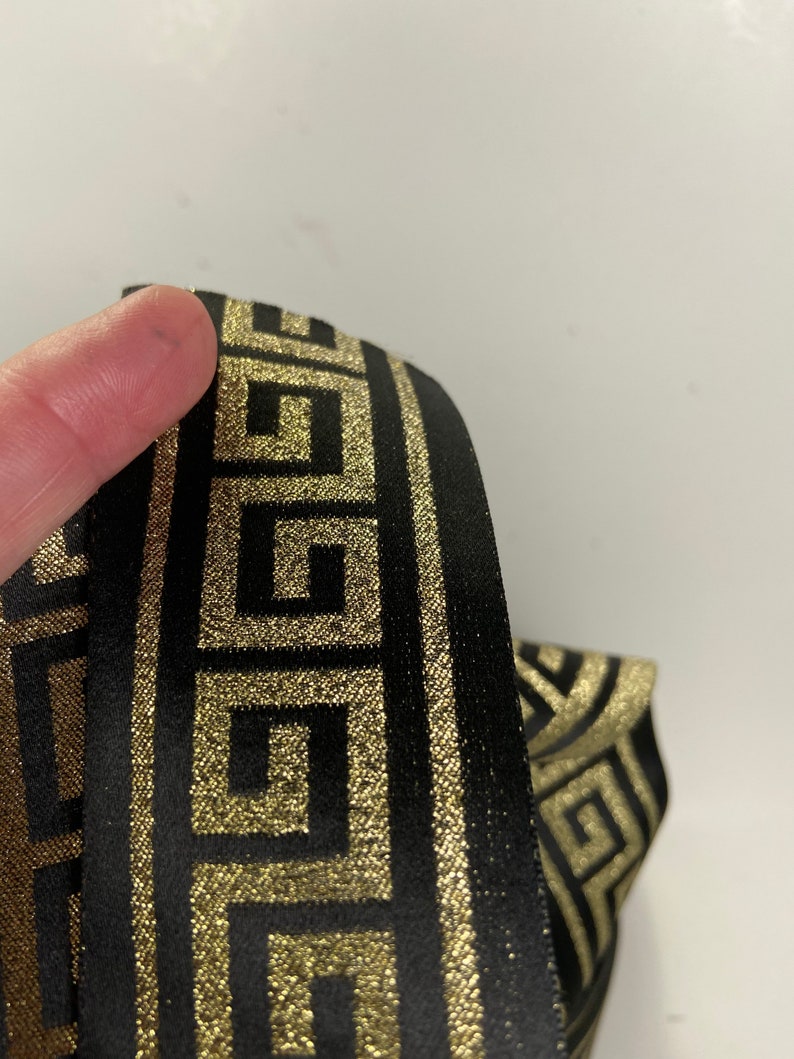Soft Greek Key Fabric Trim, 1 7/8 Inch Wide, Black and Gold , Sold by ...