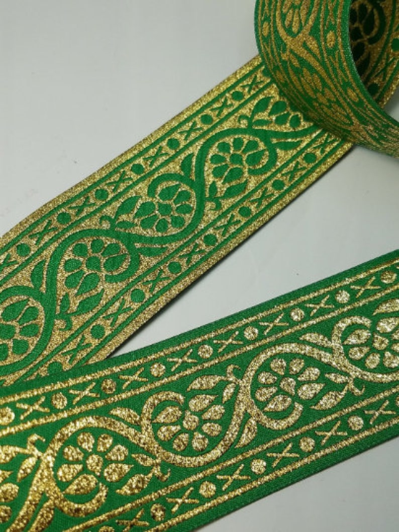 Medieval Vine, Metallic Jacquard Fabric Trim 1 3/4 Inch Wide, Sold by ...