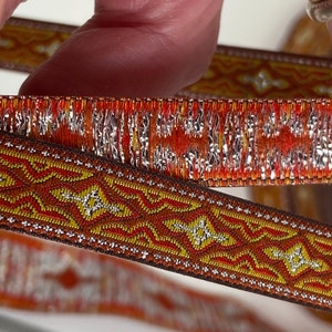 Celtic Scarlet and Curry Metallic Jacquard Fabric Trim, Sold by the ...