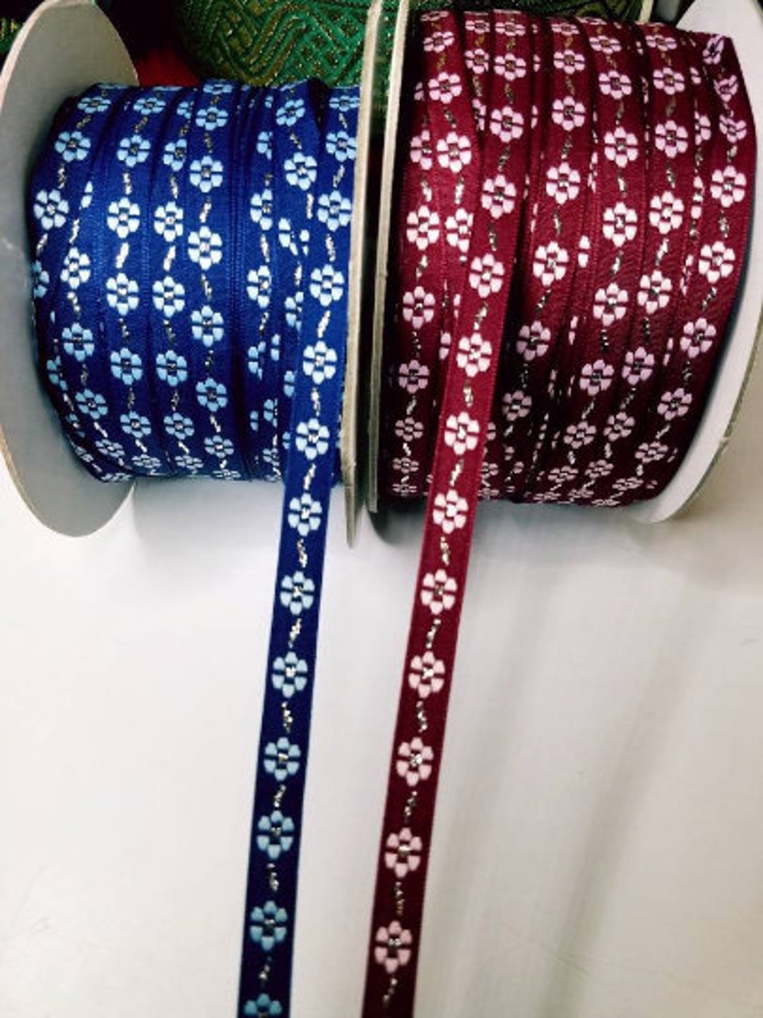 Flower Metallic Ribbon Fabric Trim, 1/4 Wide, Sold by the Yard. - Etsy