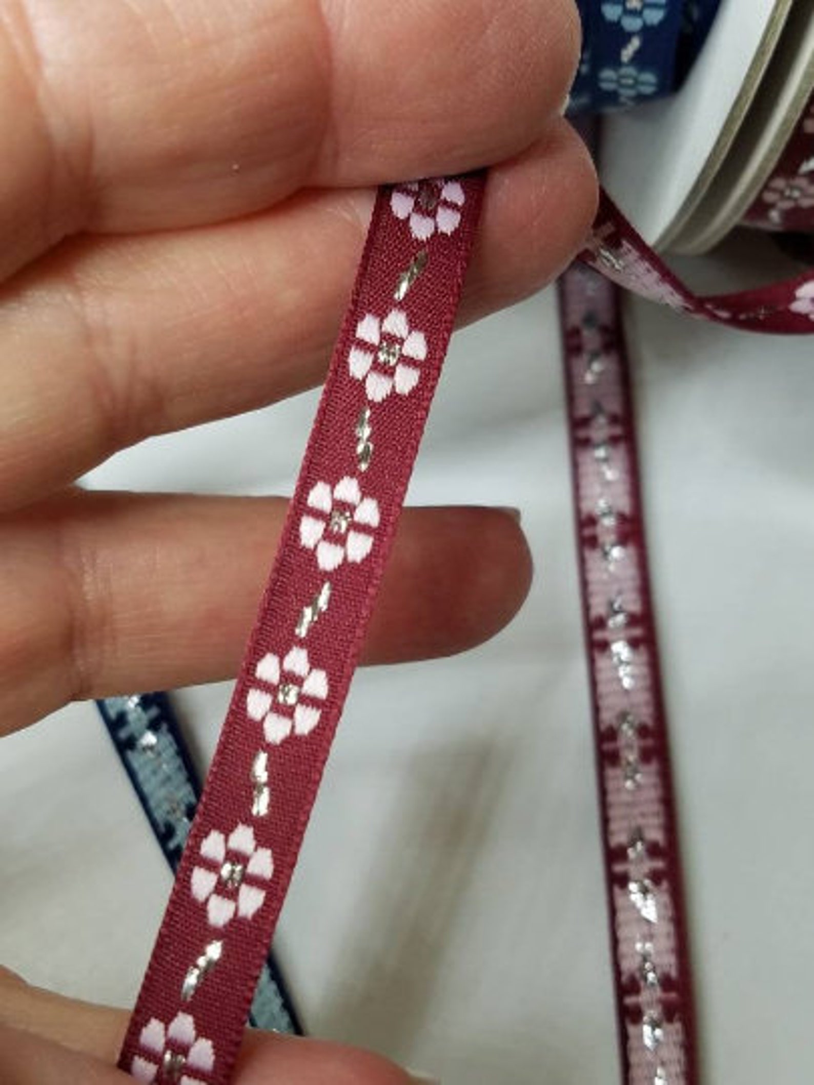 Flower Metallic Ribbon Fabric Trim 1/4 Wide Sold by the - Etsy