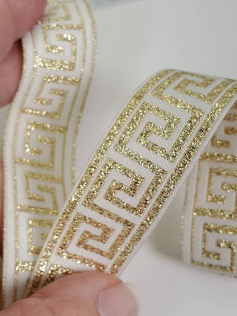 7/8 Inch Greek Key Metallic Ribbon Trim, Sold by the Yard. - Etsy