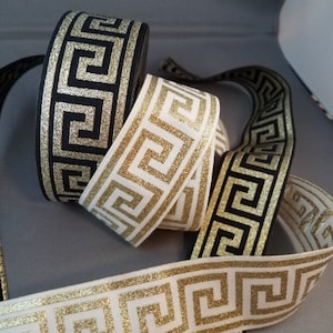 Greek Key Metallic Jacquard Ribbon Fabric Trim, 1 1/2 Inch Wide, Sold ...