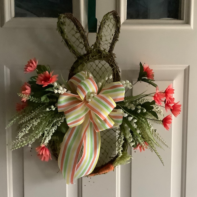Farmhouse Easter Bunny, Spring Wreath, Grapevine Bunny Door Hanger ...