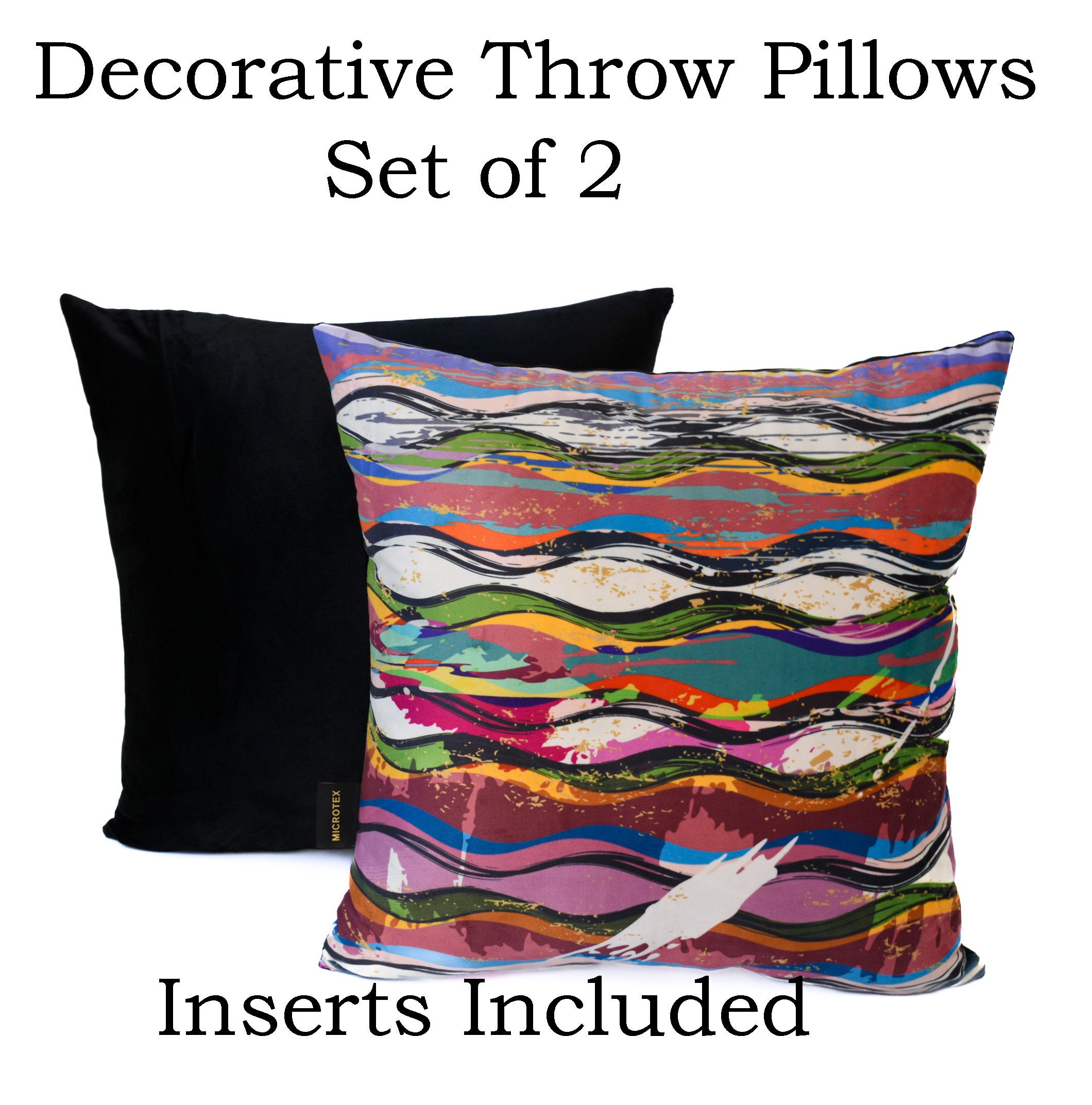 Throw Pillows Multicolor With Inserts Included, Set of 2 Soft ...