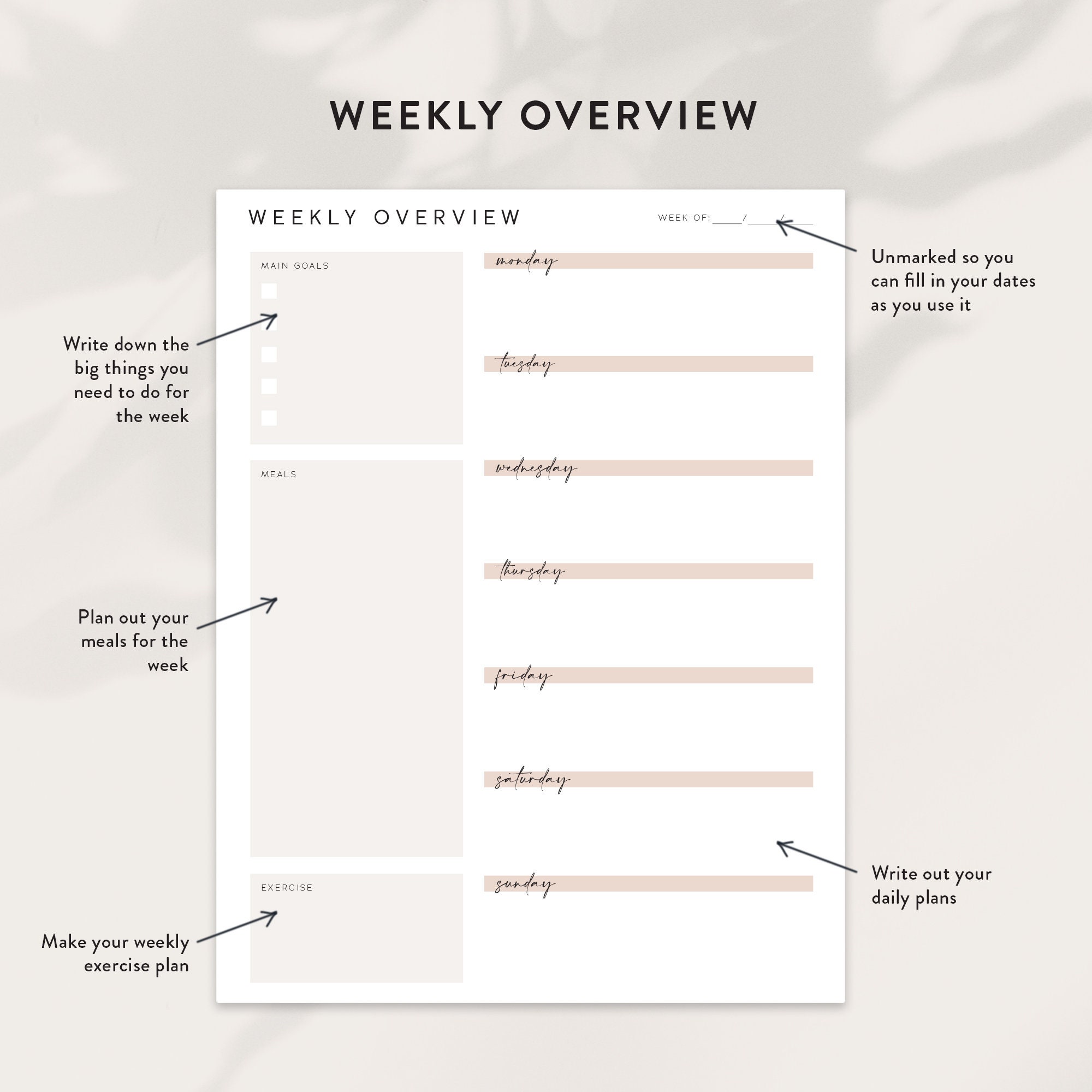 Undated Planner Pages Print and Digital - Etsy