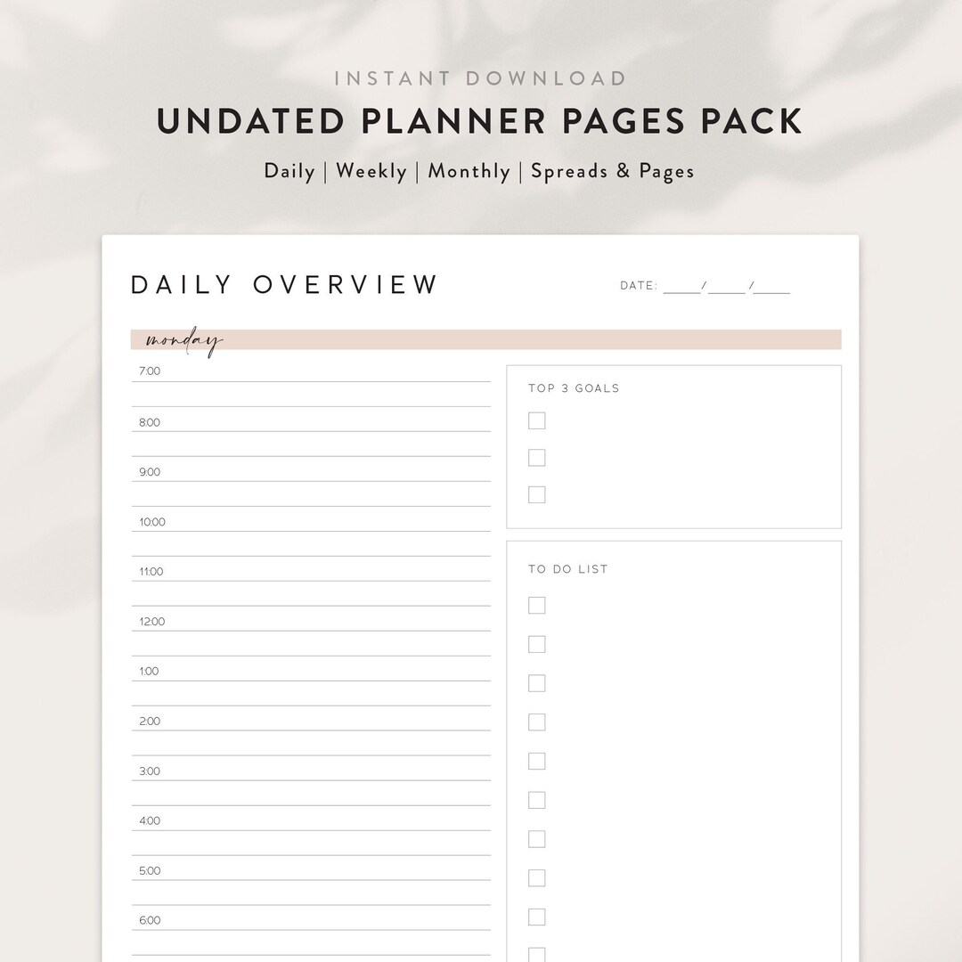 Undated Planner Pages Print and Digital - Etsy