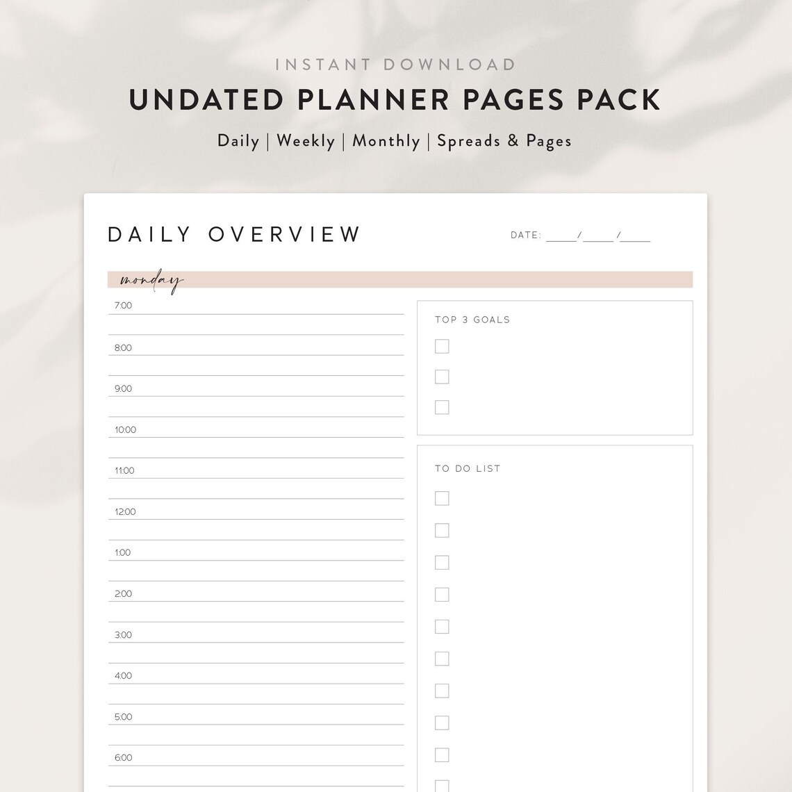 Undated Planner Pages Print and Digital - Etsy