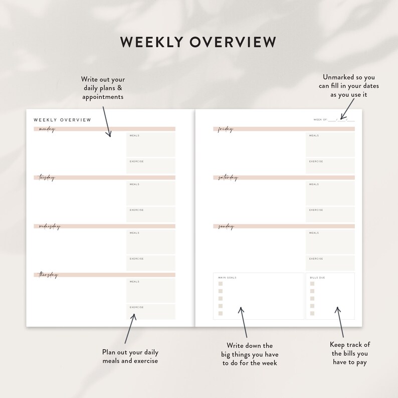Undated Planner Pages Print and Digital - Etsy