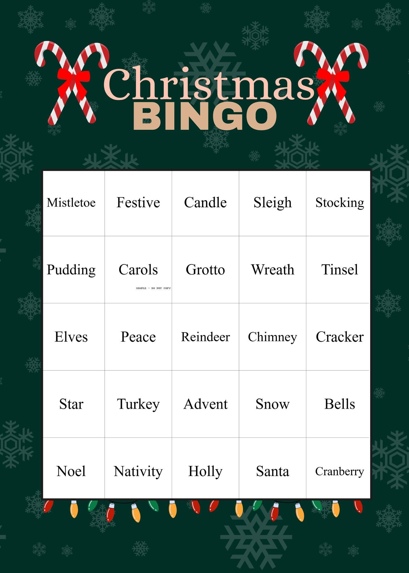 Christmas Bingo Game: 20 Unique Holiday Cards (printable PDF) - Etsy