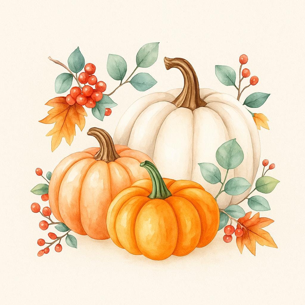 Fall Pumpkin Watercolor Clipart | 16 Pngs Transparent Background ...