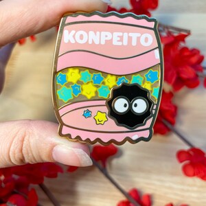 Black Dust Soot Konpeito Candy • | Kawaii Chibi Gold Hard Enamel Pin ...